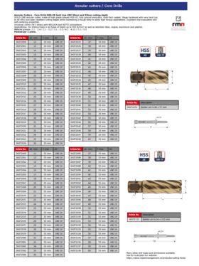 RMN Catalogue Annular Cutters – Core Drills picture PDF | Repair Management Nederland B.V.