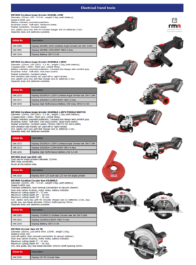 RMN Catalogue Keyang Angle Grinders Cordless picture PDF | Repair Management Nederland B.V.